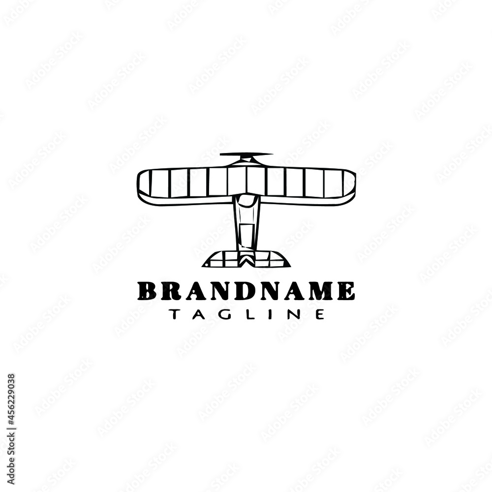 biplane logo cartoon icon cute template black isolated vector ...