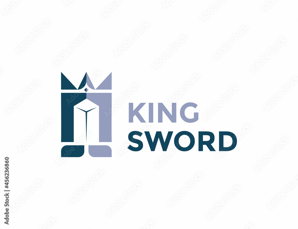 Royal King Illustration Logo, Head of King with Sword Gemstone Crown ...