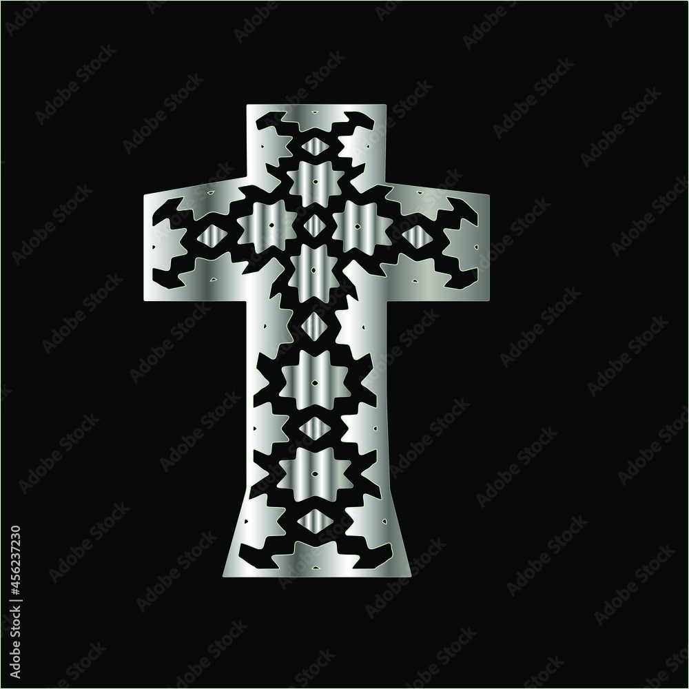 cross with patterns of metal on a black background. Stock Vector ...