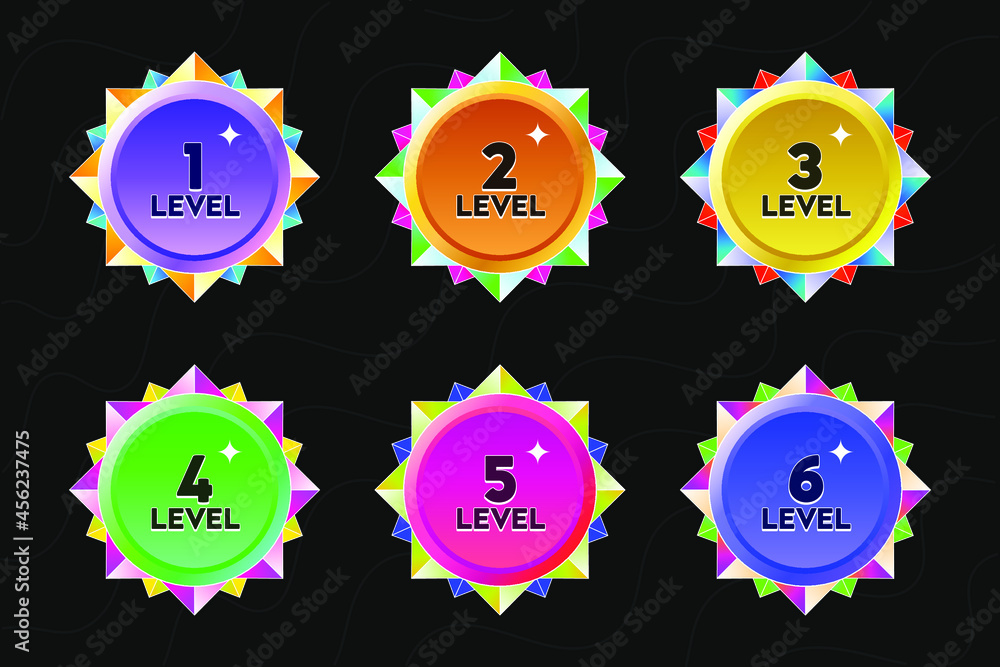 Set of Game rating icons with medals. Game Blue, Orange, Pink, Green ...