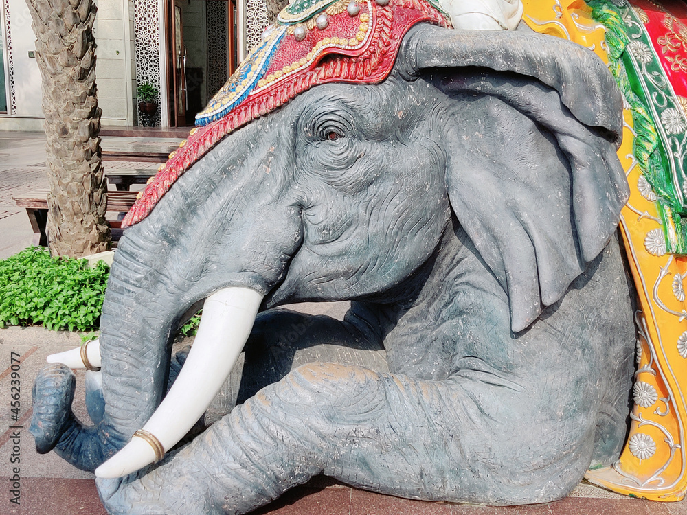 28 August 2021, Haryana, India. Model of Mahawat [elephant rider] on ...