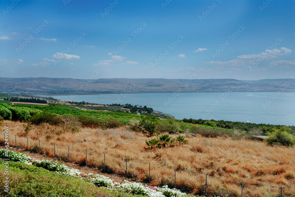 The Sea of Galilee, also Kinneret, Lake of Gennesaret, or Lake Tiberias ...