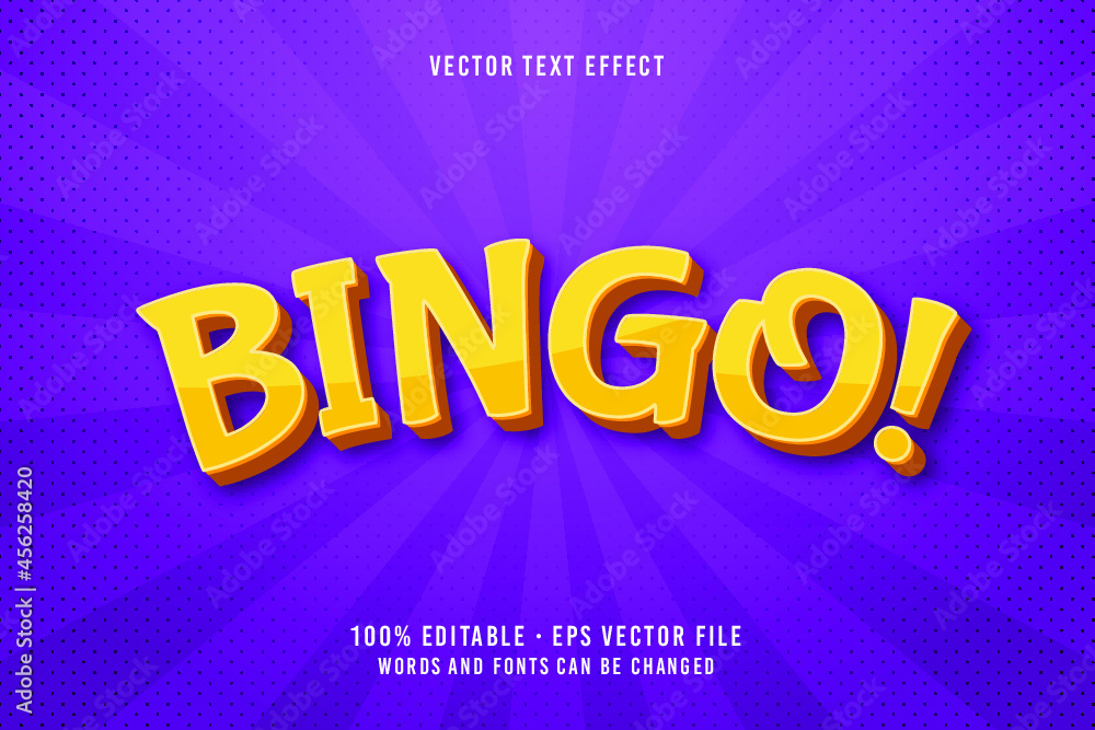 Bingo! text, editable font effect Stock Vector | Adobe Stock