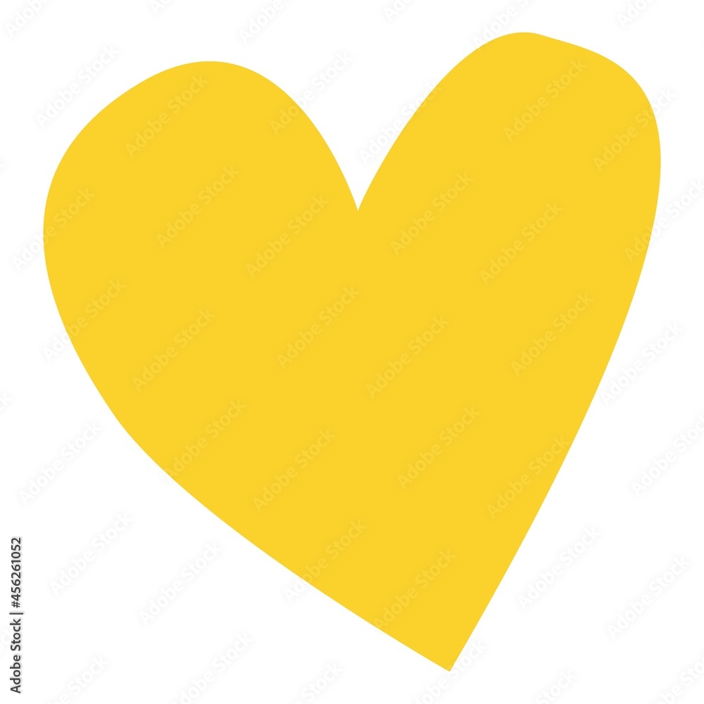 Hand drawn yellow heart shape isolated on white. Graphic design ...