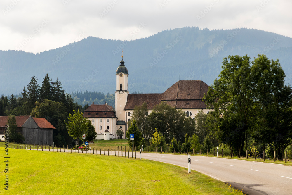 The Pilgrimage Church of Wies (Wieskirche), an oval rococo church ...