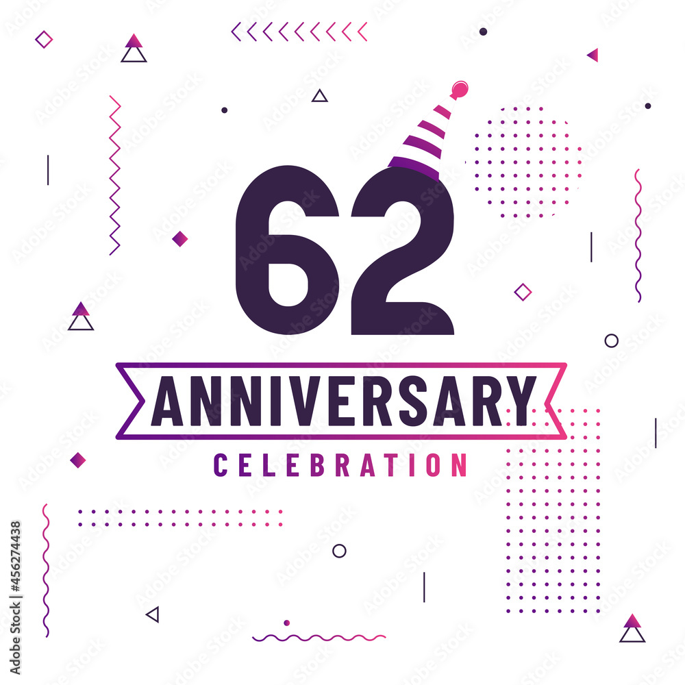 62 years anniversary greetings card, 62 anniversary celebration ...