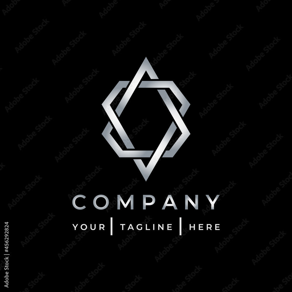 double diamond or diamond link with silver metal color logo design ...