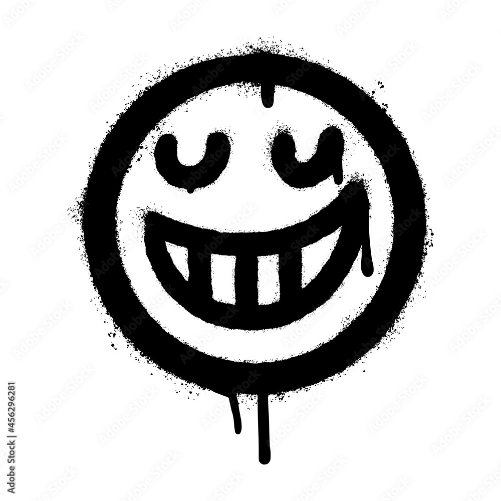 graffiti smiling face emoticon sprayed isolated on white background ...