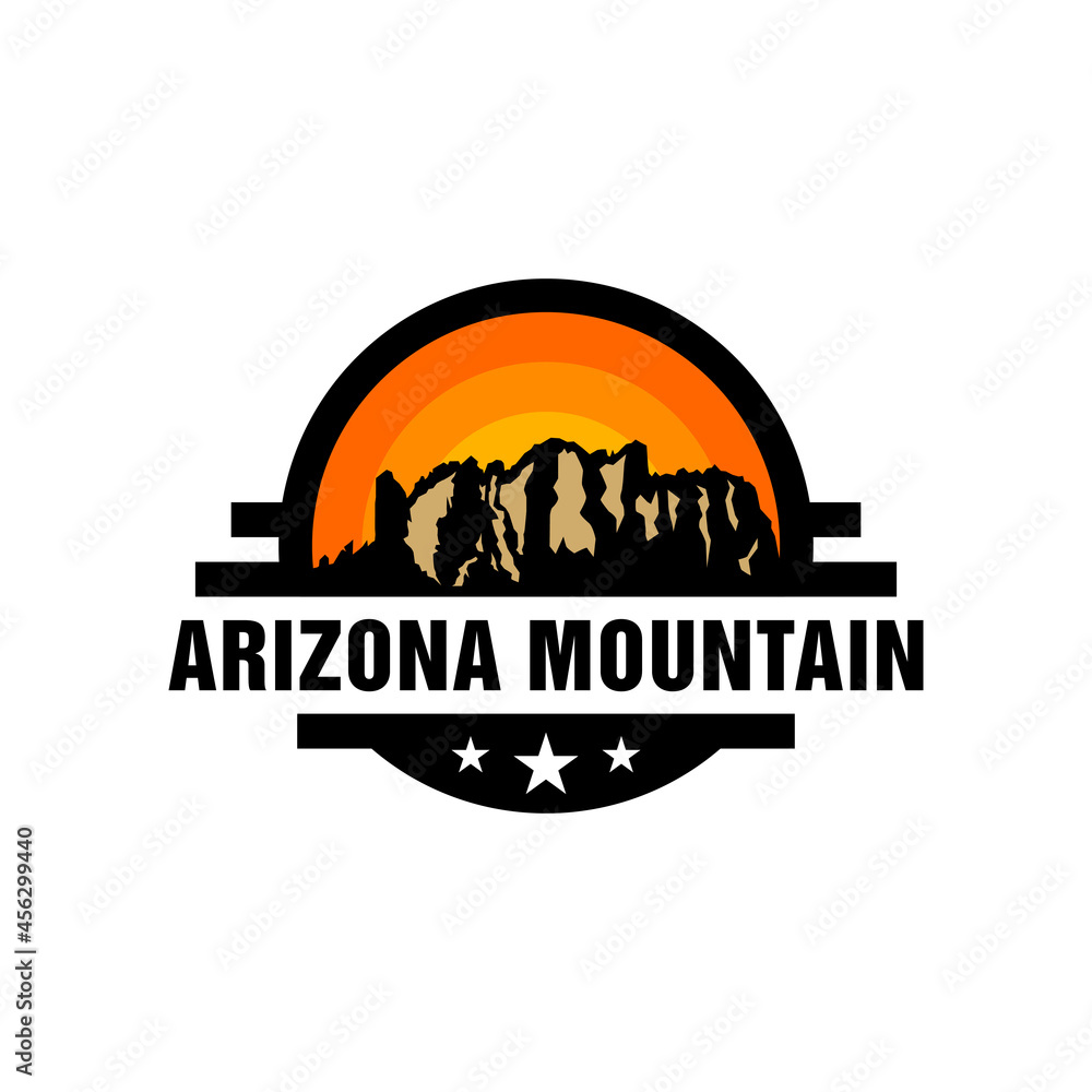 vintage logo arizona desert mountain map inspiration illustration Stock ...