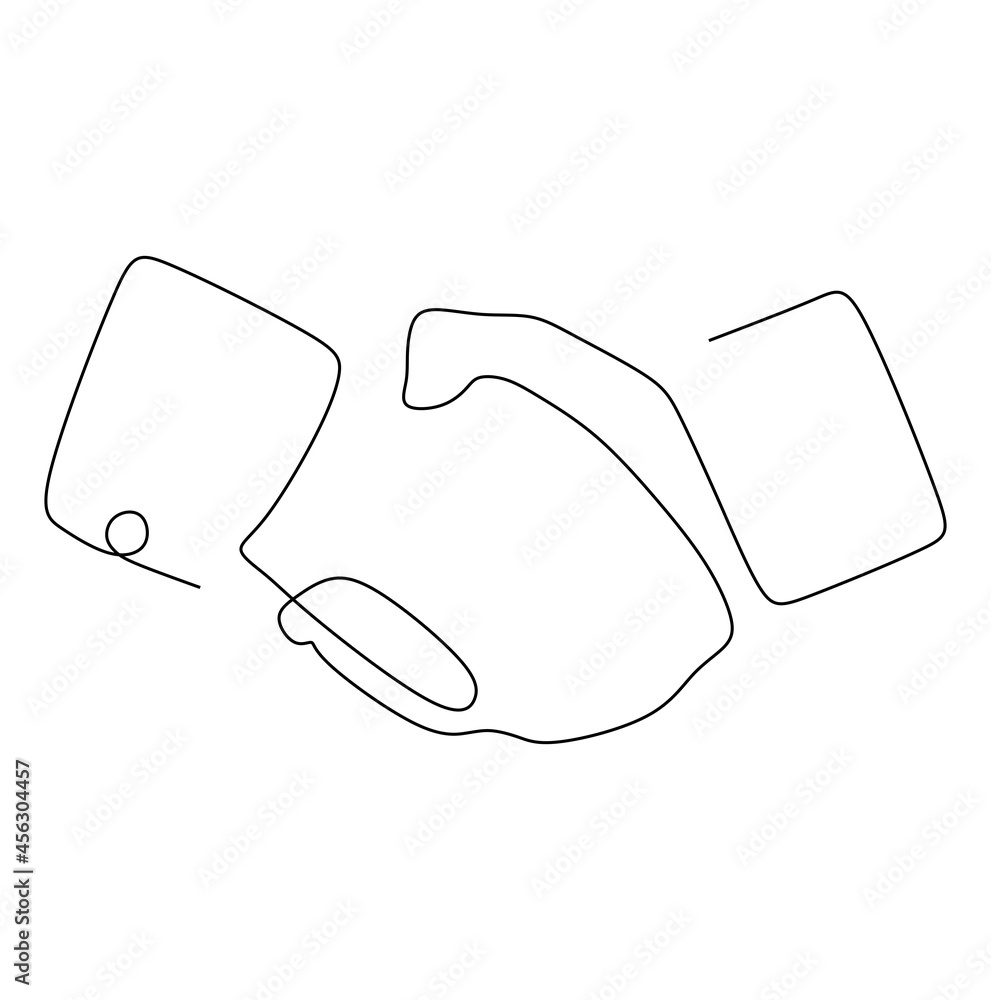 Continuous single line drawing of businessmen handshake to make a deal ...