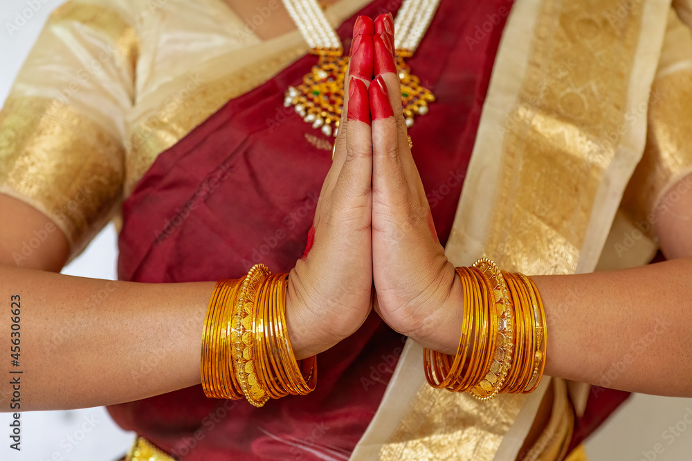 Female Indian classical dancer demonstrating Female Indian classical dancer demonstrating