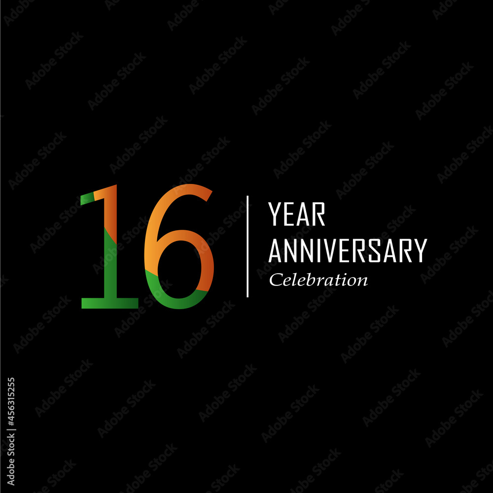 16th anniversary event party. Vector illustration. numbers template for ...