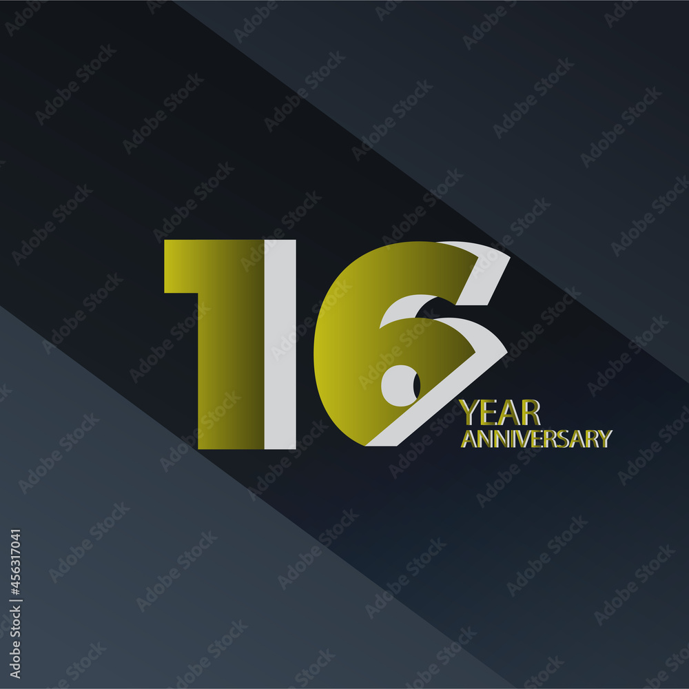 16th anniversary event party. Vector illustration. numbers template for ...