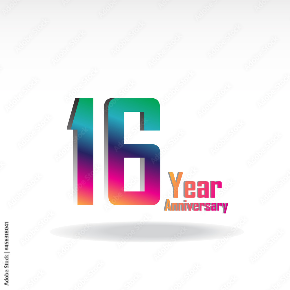 16th anniversary event party. Vector illustration. numbers template for ...