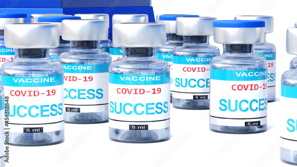 Covid success - vaccine bottles with an English label Success that ...