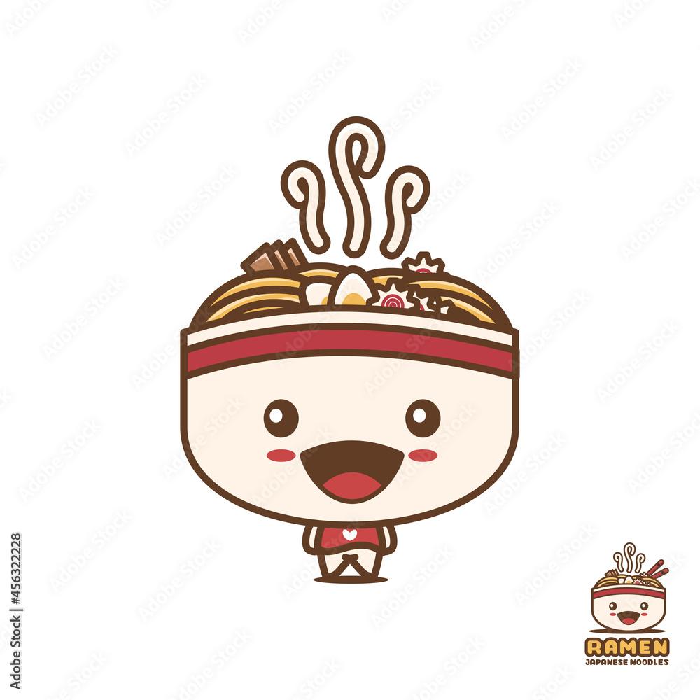 cute ramen mascot character, japanese noodle cartoon illustration Stock ...