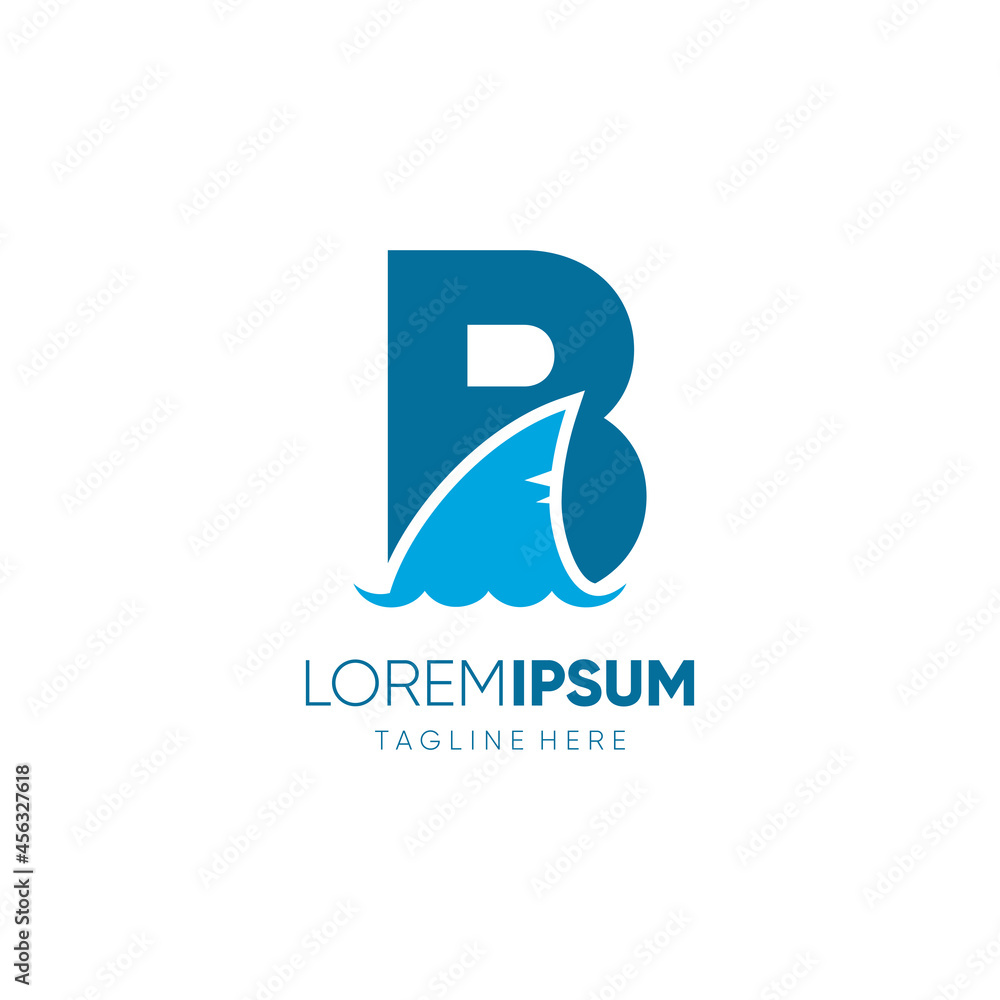 Letter B Shark Fin Logo Design Vector Icon Graphic Emblem Illustration ...