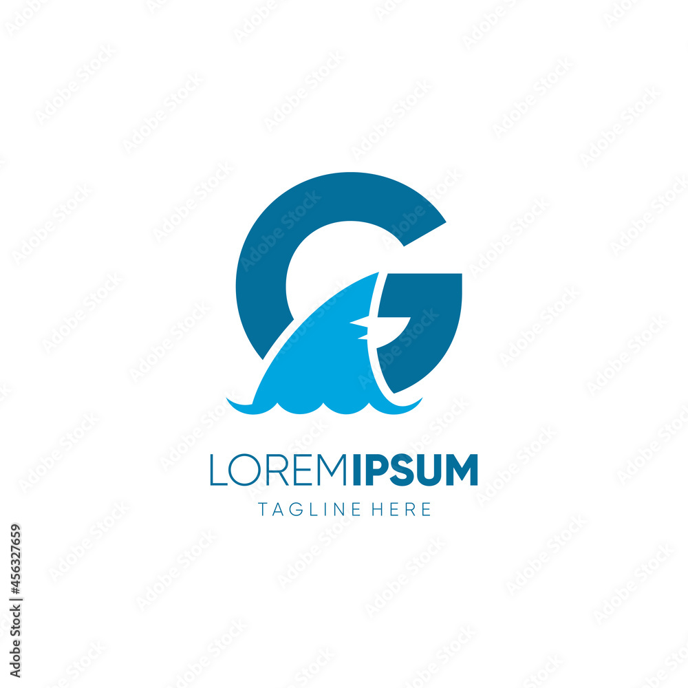 Letter G Shark Fin Logo Design Vector Icon Graphic Emblem Illustration ...