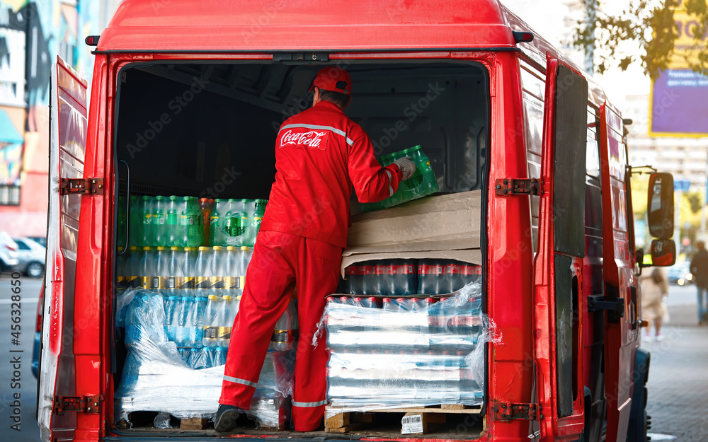 Minsk, Belarus. Sep 2021. Coca Cola delivery man. Delivery driver ...