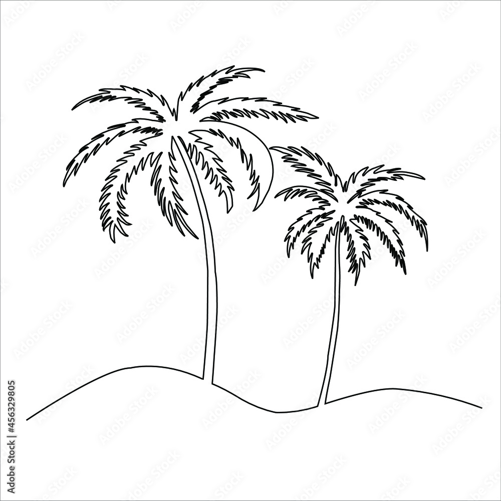 Continuous line drawing of coconut tree vector illustration Stock ...