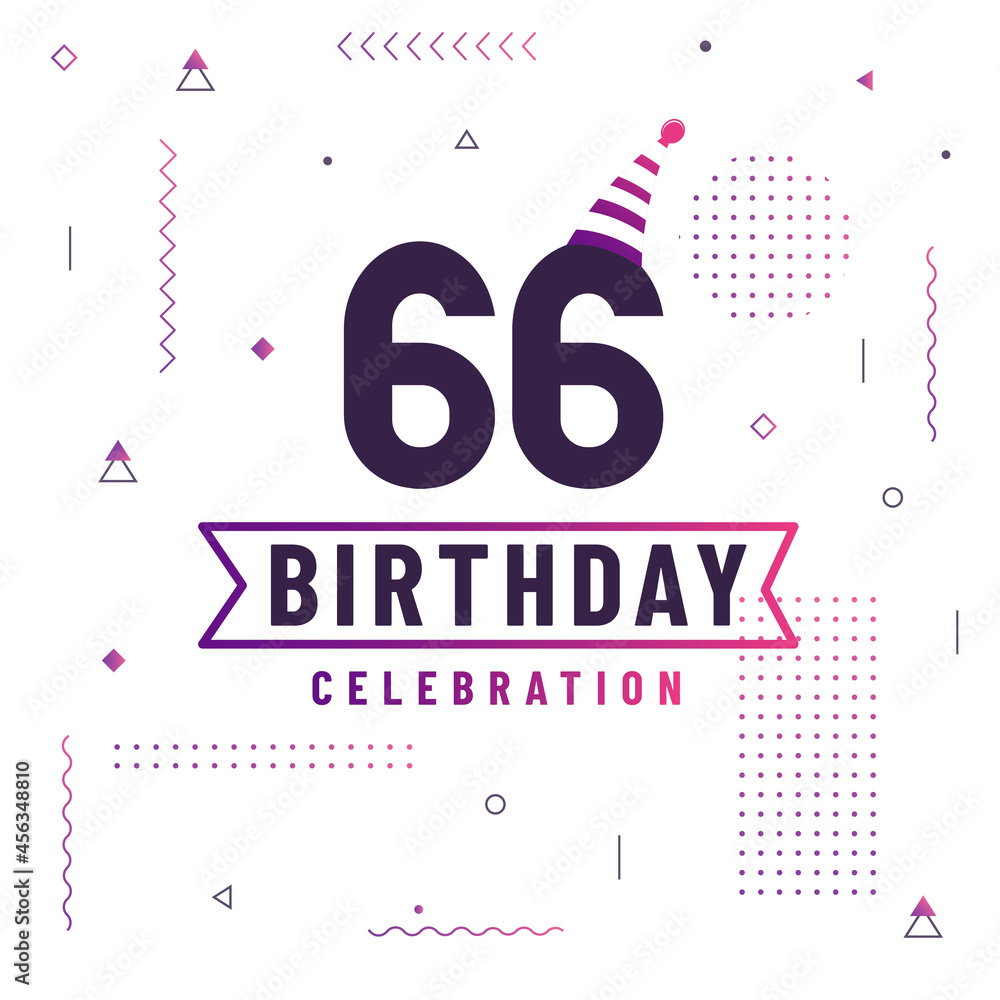 66 years birthday greetings card, 66 birthday celebration background free vector. Stock Vector ...