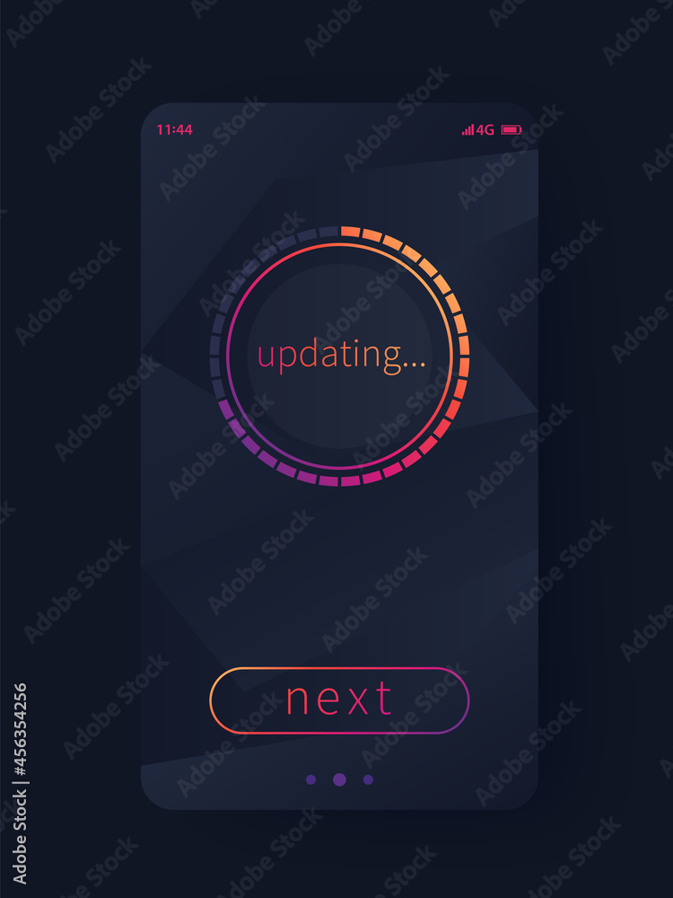 progress screen, updating, mobile app interface, ui design Stock Vector ...