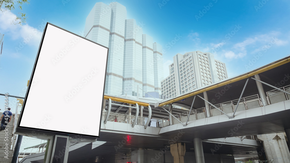 Large billboard on modern building wall, mock up Stock Photo | Adobe Stock