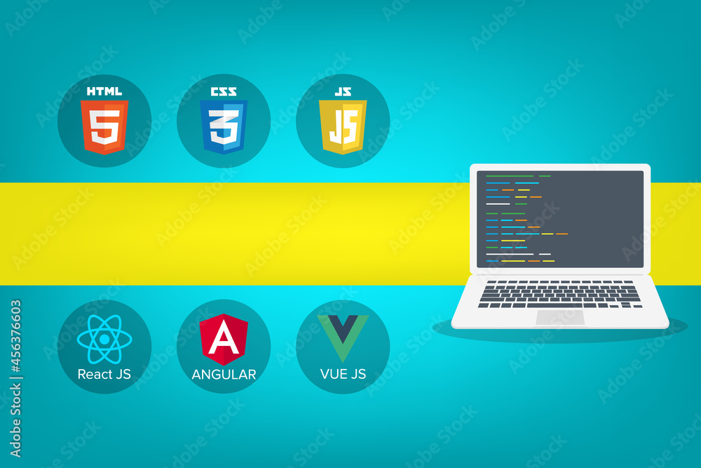 Vector Collection Of Web Development Shield Signs Html5 Css3 Javascript React Js Angular