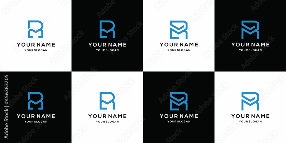 Initial letter rm logo icon set design for business of fashion digital ...