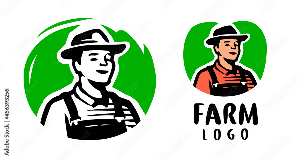 Farmer logo design template. Farm organic food symbol. Vector ...