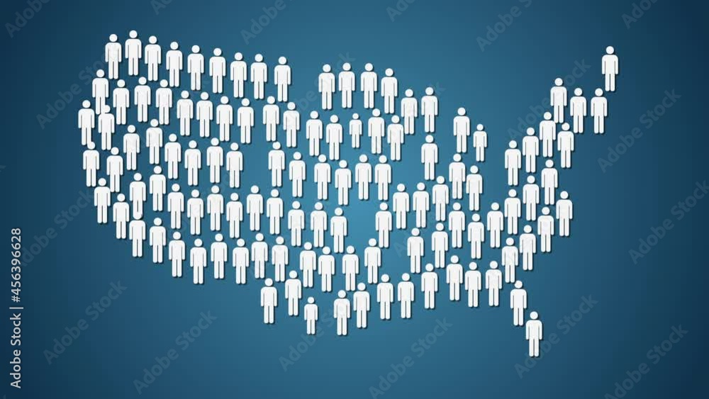 Graphic animation - People symbols in shape of map of United States of ...