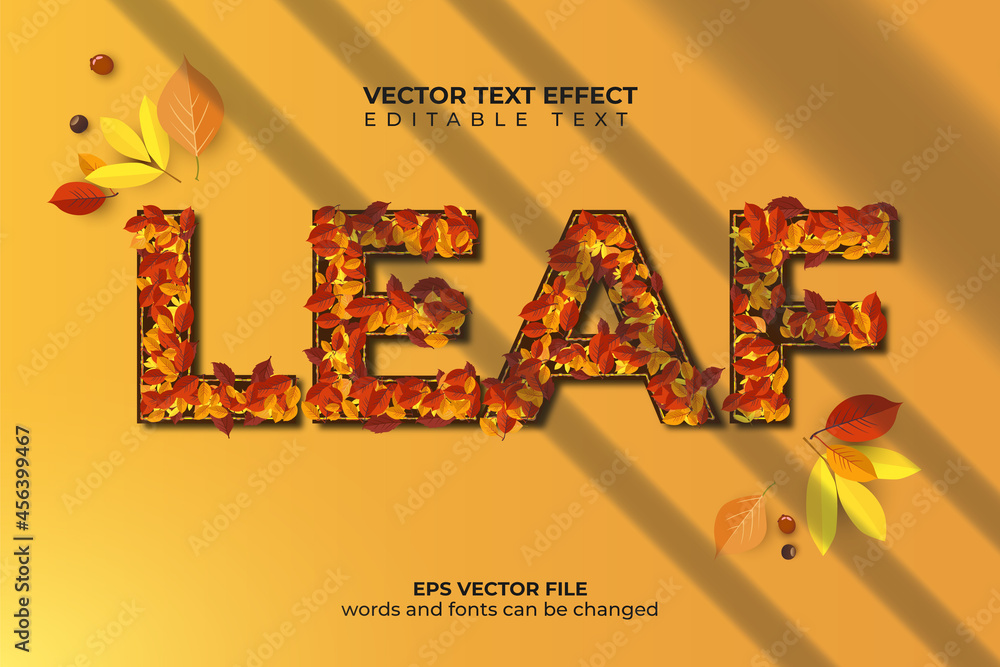 autumn leaves. text effect with leaf pattern Stock Vector | Adobe Stock