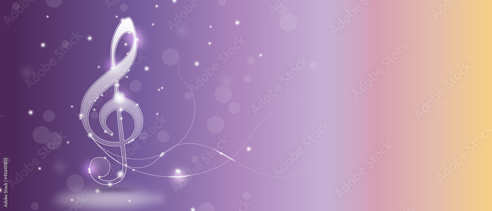 white light music note on purple background Stock Illustration | Adobe ...