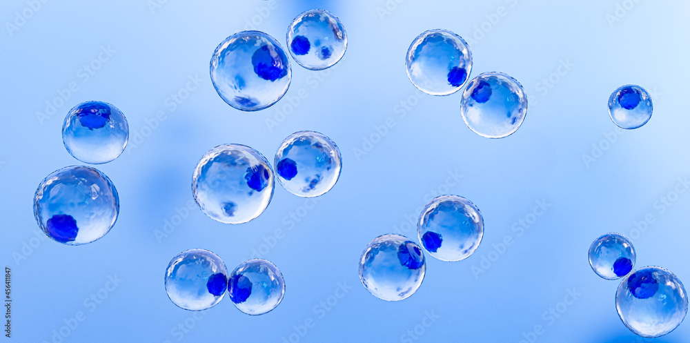 Blue cell division or cell connection, the microbiological process of ...