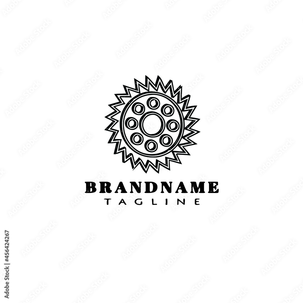 bicycle sprocket cartoon logo icon design template black cute vector ...