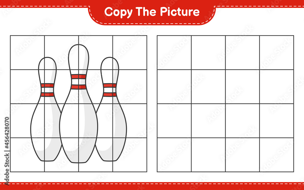 Copy the picture, copy the picture of Bowling Pin using grid lines ...