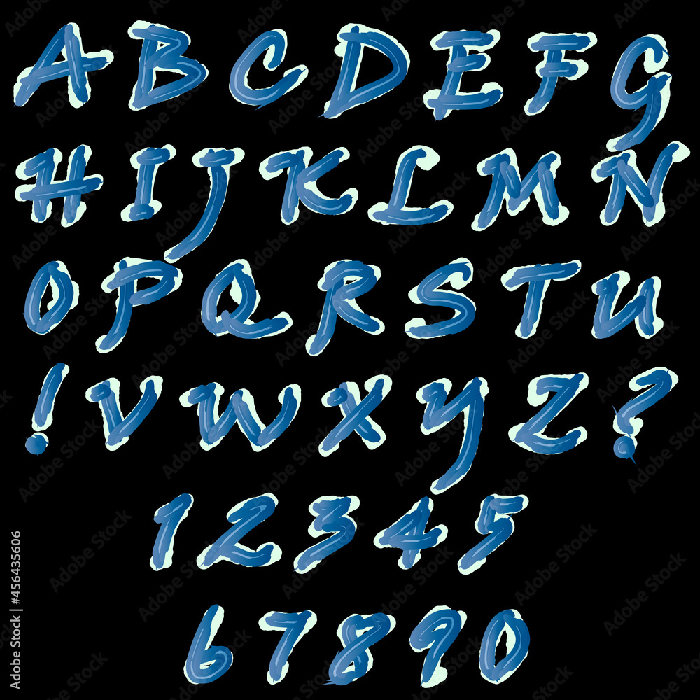 Vector set: capital letters of the Latin alphabet, exclamation ...