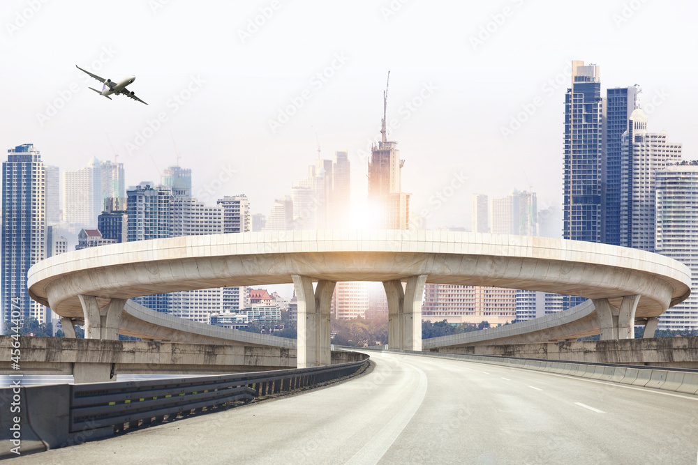 Suspension bridge connect to highway concrete road curve,Highway ...