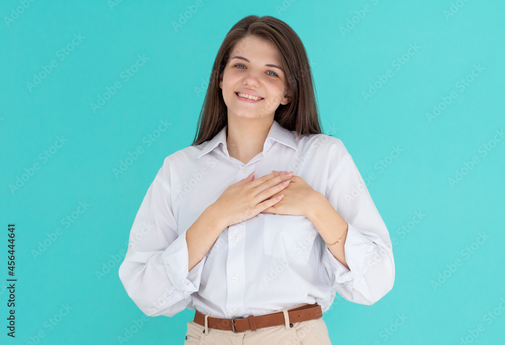 Beautiful positive friendly-looking young woman with lovely sincere ...