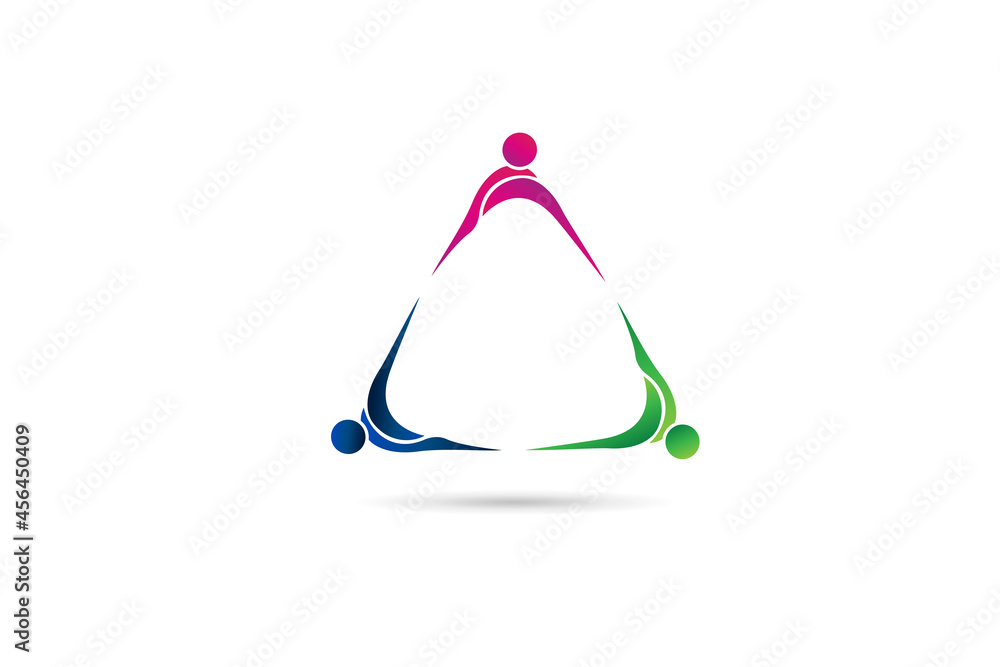 Logo teamwork unity partnership group holding hands in a triangle shape ...