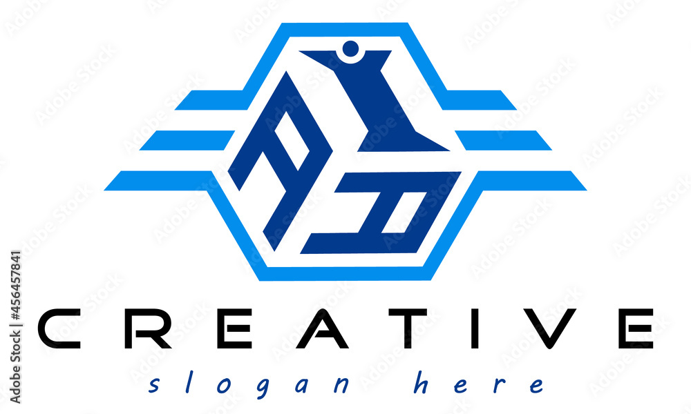 emblem badge with wings AIA letter logo design vector, business logo ...