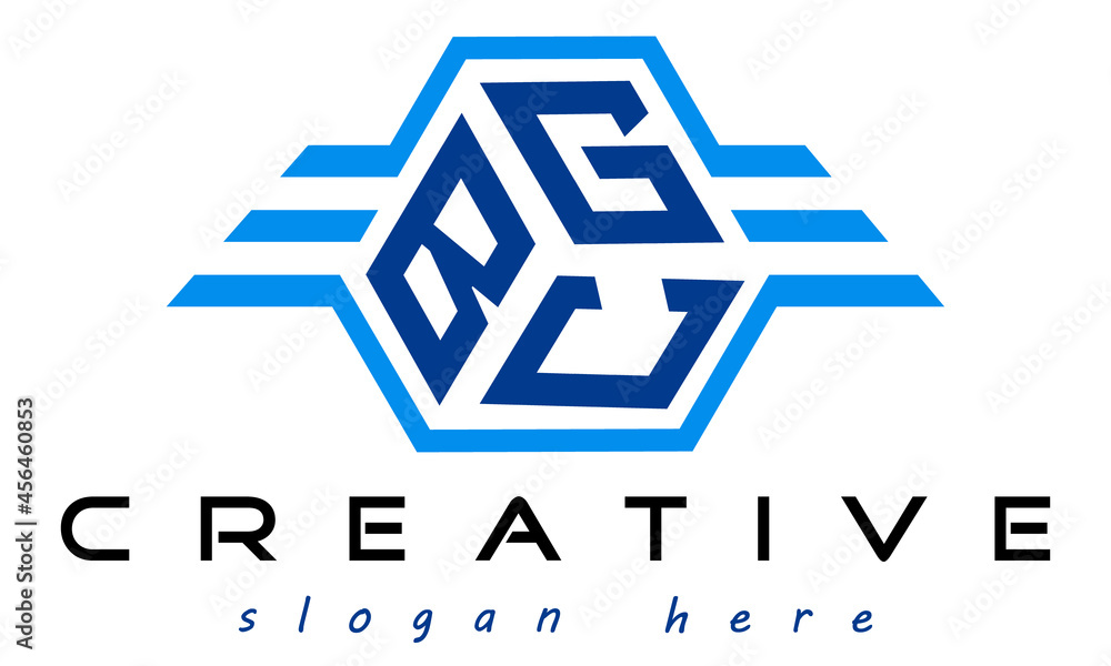 emblem badge with wings BGC letter logo design vector, business logo ...
