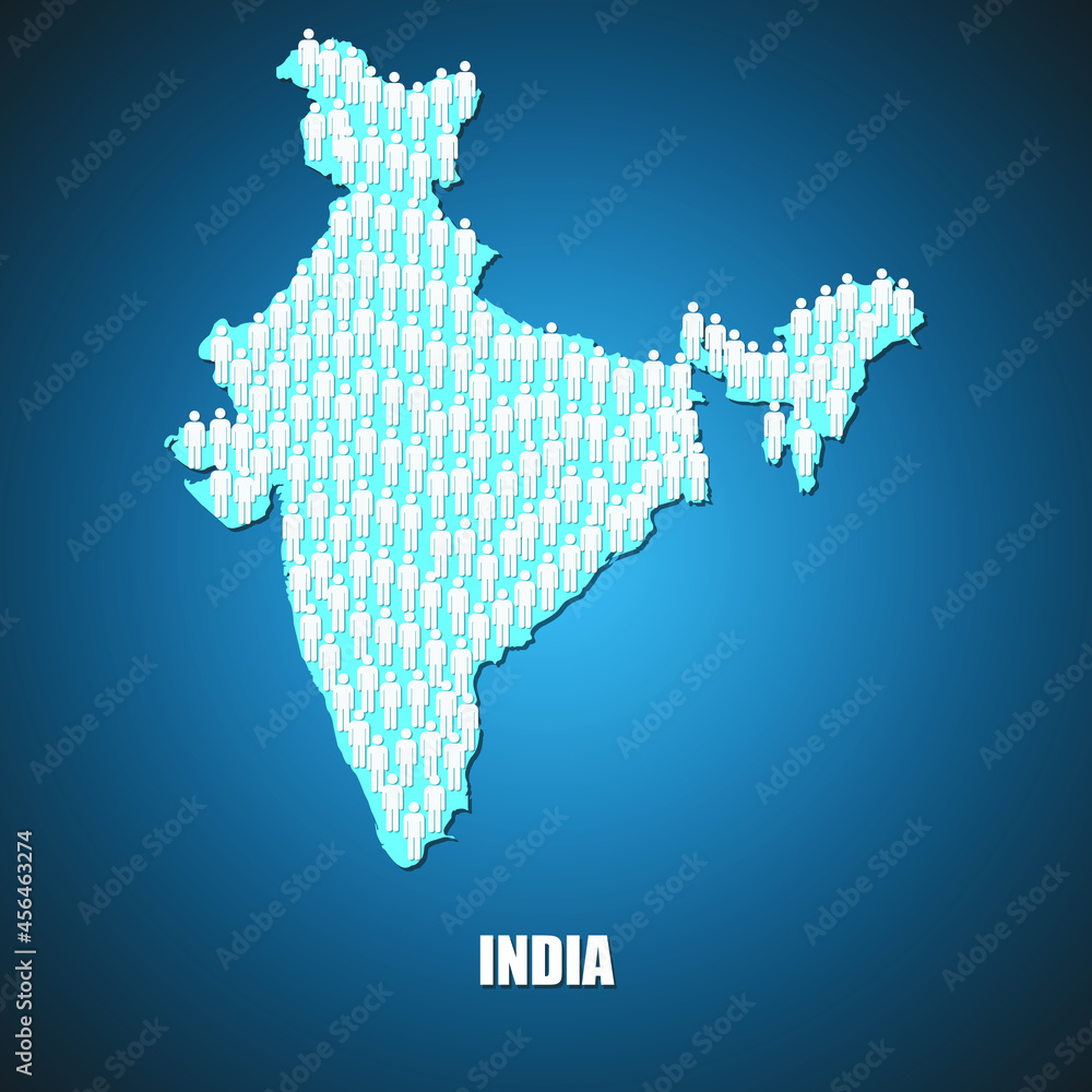 Illustrations concept - People symbols in shape of map of India ...