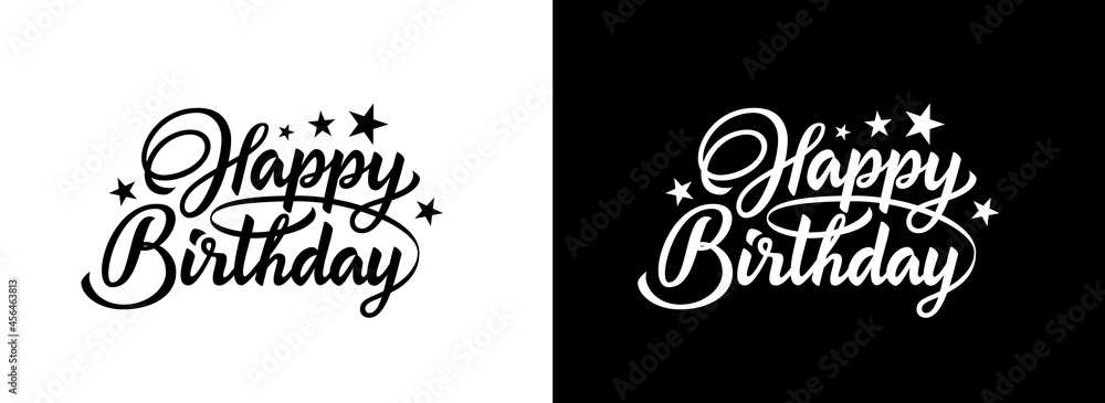 Happy Birthday hand drawn lettering. Calligraphic text isolated on ...