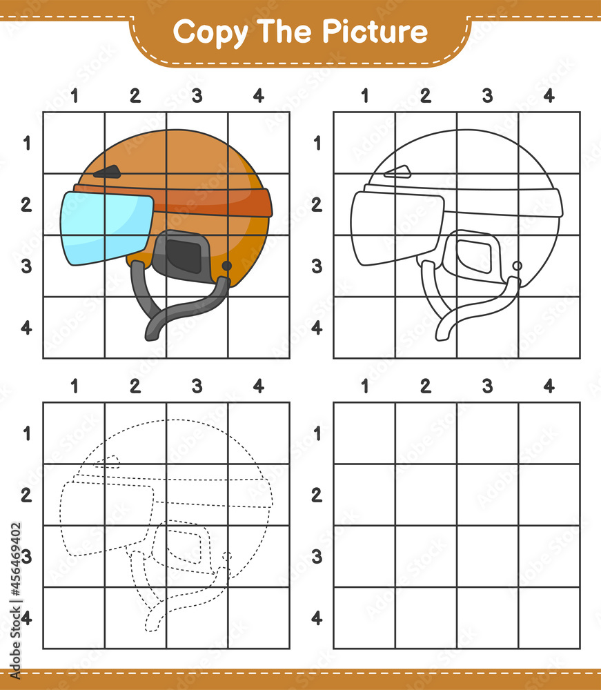 Vetor de Copy the picture, copy the picture of Hockey Helmet using grid ...