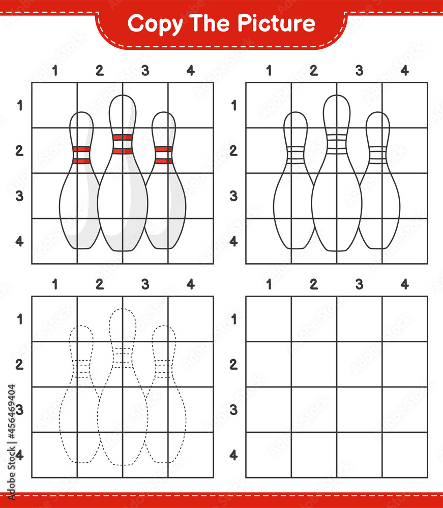 Copy the picture, copy the picture of Bowling Pin using grid lines ...