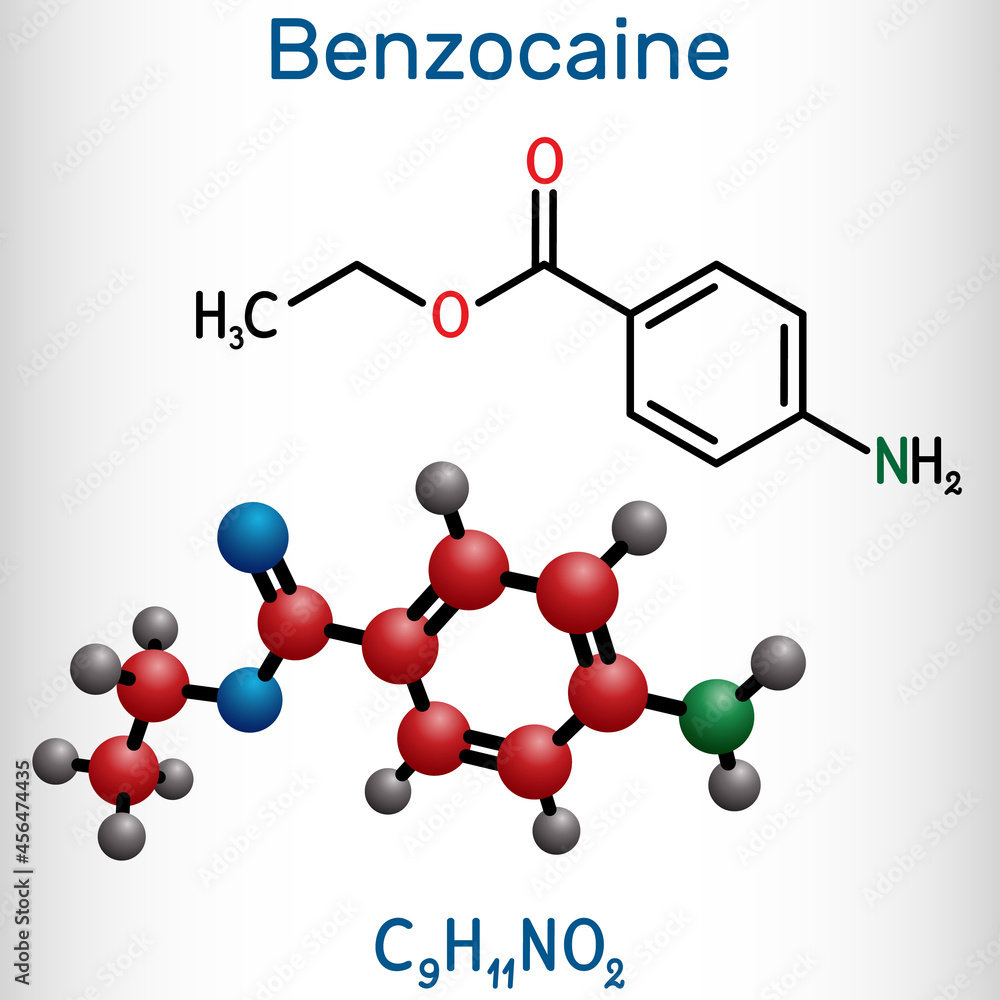 Stockvector Benzocaine molecule. It is local anesthetic. Structural ...