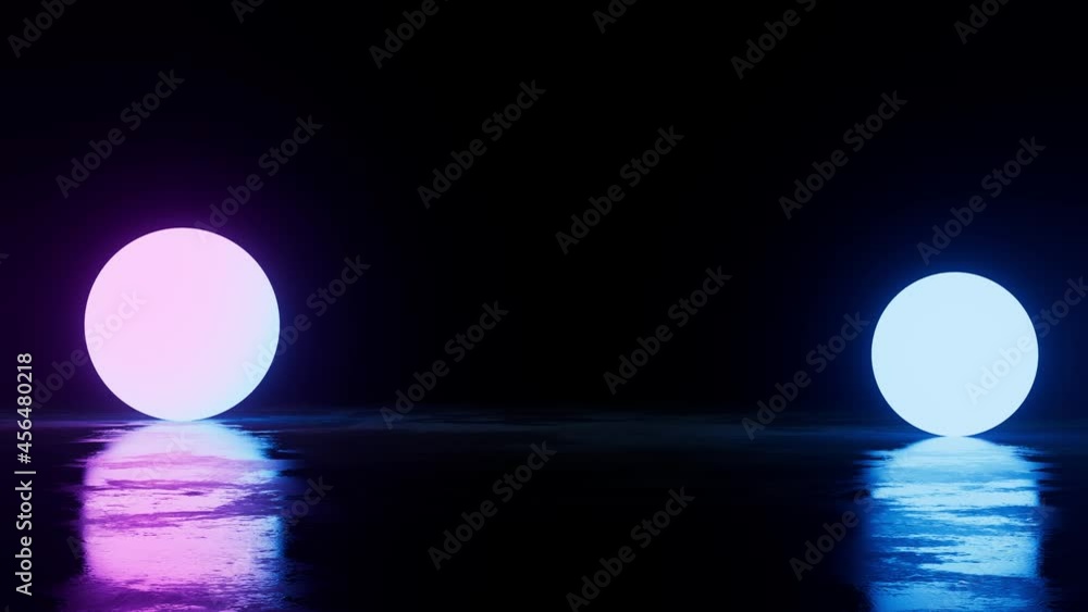 3d render of fluorescent geometry rolling on a roughness surface with ...