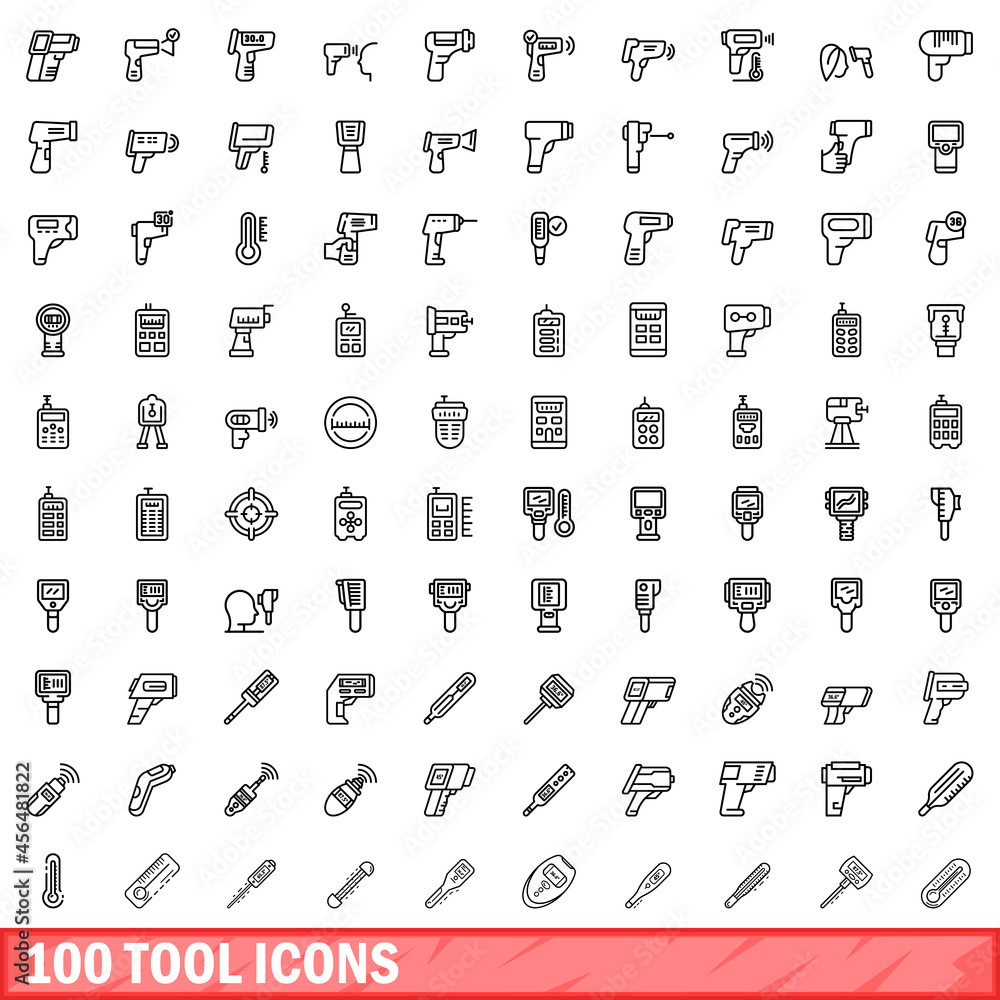 100 tool icons set. Outline illustration of 100 tool icons vector set ...