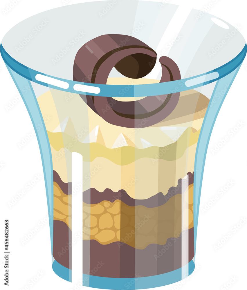 Trifle with chocolate chip and topping isolated on white background ...
